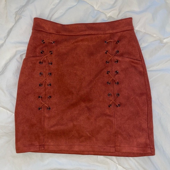 Skirts | Rust Laceup Mini Skirt | Poshmark